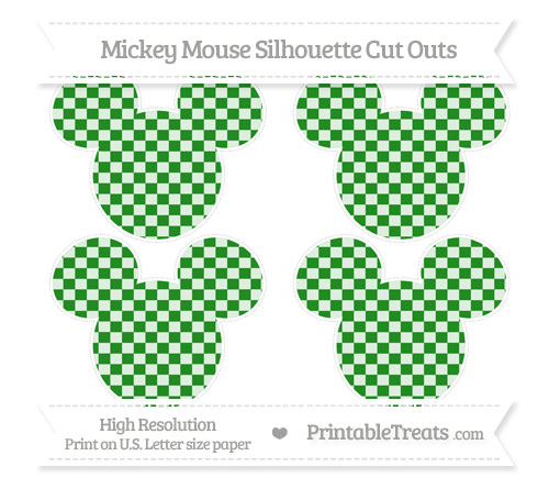 Forest Green Checker Pattern Medium Mickey Mouse Silhouette Cut Outs ...