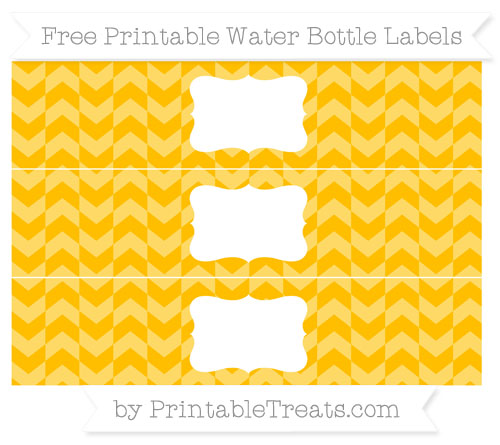 Amber Herringbone Pattern DIY Water Bottle Labels — Printable Treats.com