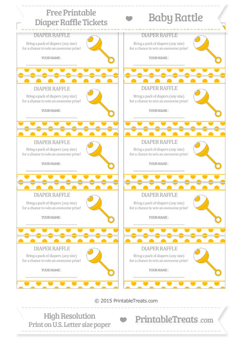 Free Amber Polka Dot Baby Rattle Diaper Raffle Tickets — Printable ...