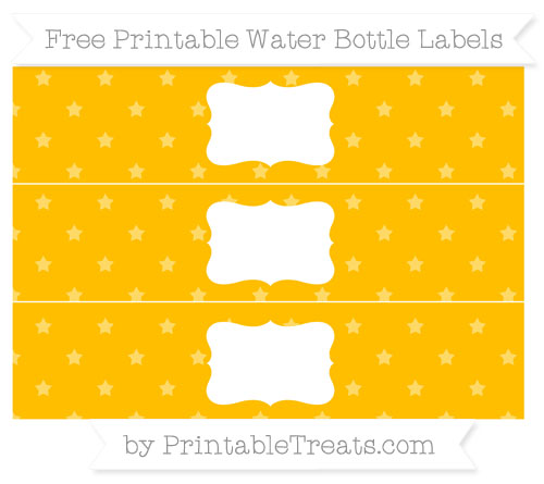 Amber Star Pattern DIY Water Bottle Labels — Printable Treats.com