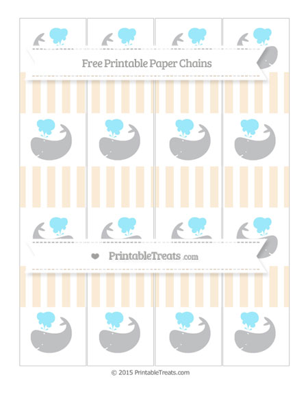 Free Antique White Striped Whale Paper Chains — Printable Treats.com