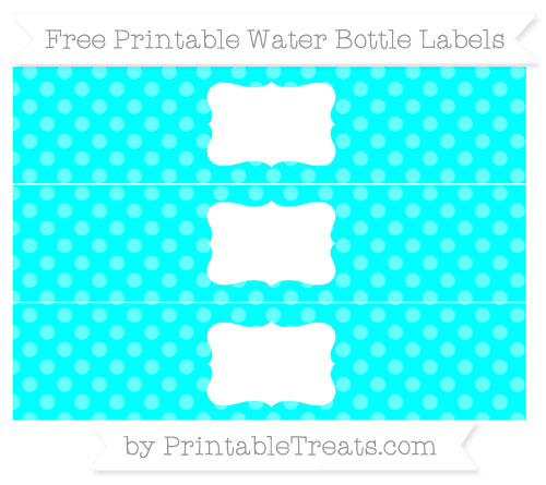 Aqua Blue Dotted Pattern DIY Water Bottle Labels — Printable Treats.com