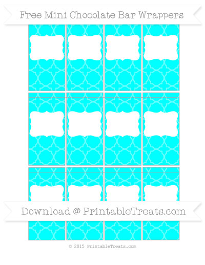 Aqua Blue Quatrefoil Pattern DIY Mini Chocolate Bar Wrappers ...