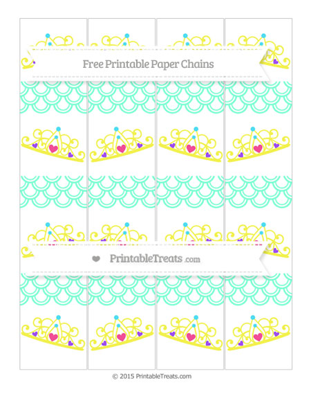 Aquamarine Fish Scale Pattern Princess Tiara Paper Chains — Printable ...