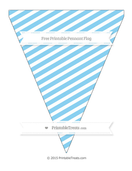 Free Baby Blue Diagonal Stripes Simple Pennant Flag — Printable Treats.com