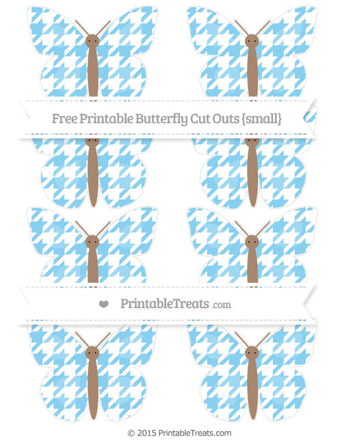 Free Baby Blue Houndstooth Pattern Small Butterfly Cut Outs — Printable ...