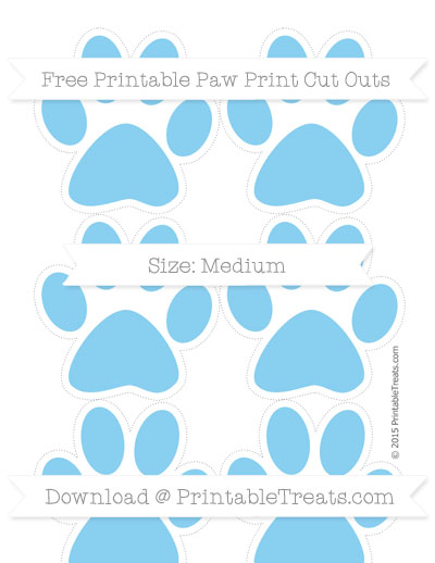 Baby Blue Medium Paw Print Cut Outs — Printable Treats.com