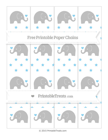 Free Baby Blue Star Pattern Baby Elephant Paper Chains — Printable ...