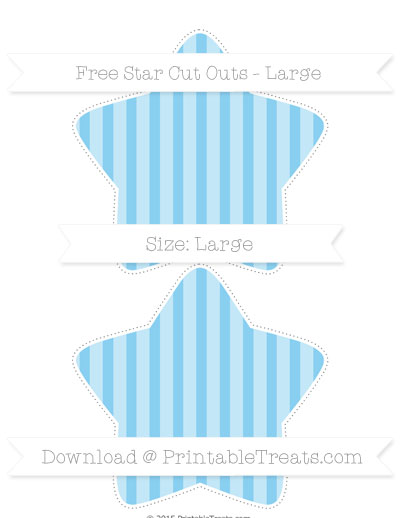 Baby Blue Striped Large Star Cut Outs — Printable Treats.com