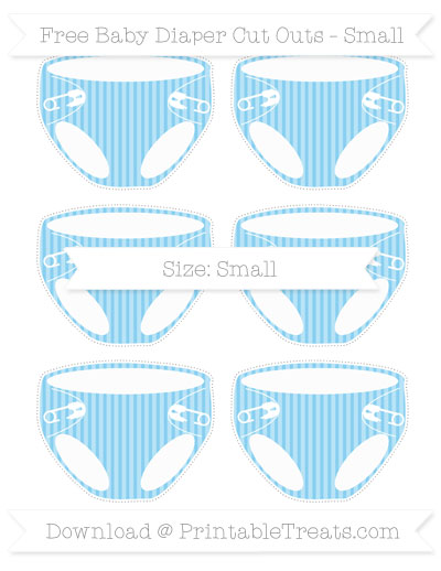 Baby Blue Striped Small Baby Diaper Cut Outs — Printable Treats.com