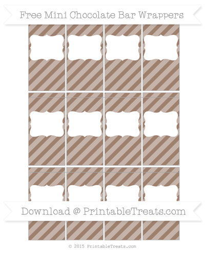 Beaver Brown Diagonal Striped DIY Mini Chocolate Bar Wrappers ...