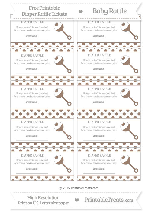 Free Beaver Brown Polka Dot Baby Rattle Diaper Raffle Tickets ...