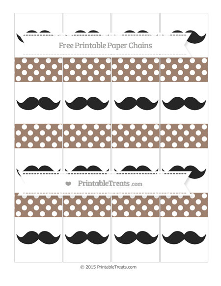 Beaver Brown Polka Dot Mustache Paper Chains — Printable Treats.com