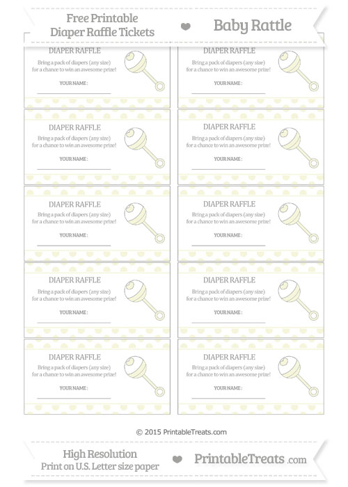 Free Beige Polka Dot Baby Rattle Diaper Raffle Tickets — Printable ...