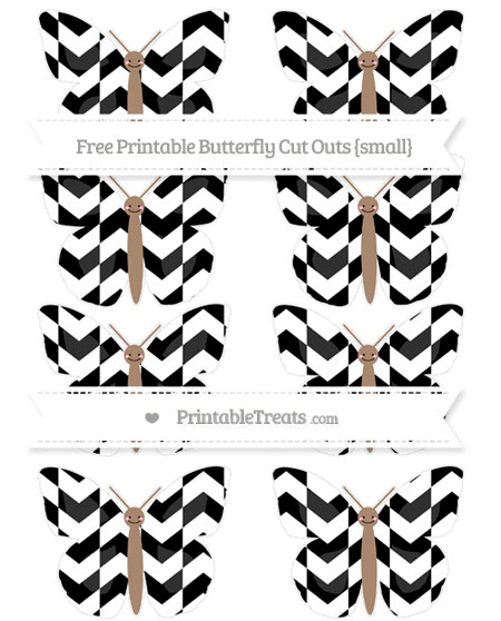 Free Black Herringbone Pattern Small Smiley Butterfly Cut Outs ...