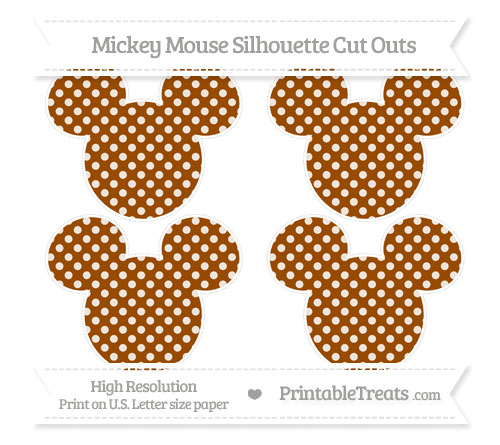 Brown Dotted Pattern Medium Mickey Mouse Silhouette Cut Outs ...