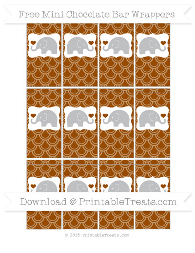 Brown Fish Scale Pattern Elephant Mini Chocolate Bar Wrappers ...