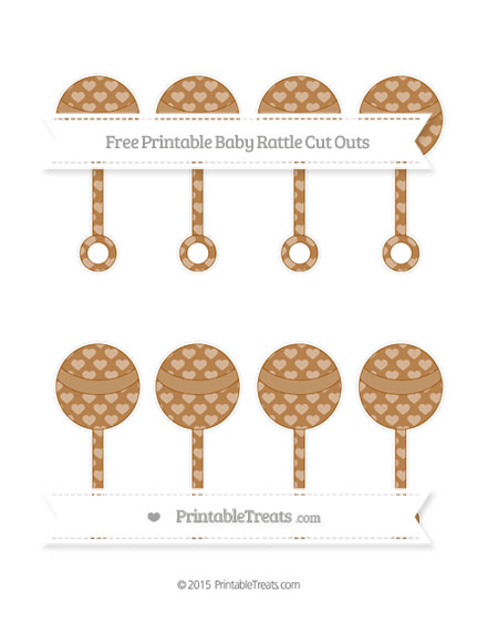 Brown Heart Pattern Small Baby Rattle Cut Outs — Printable Treats.com