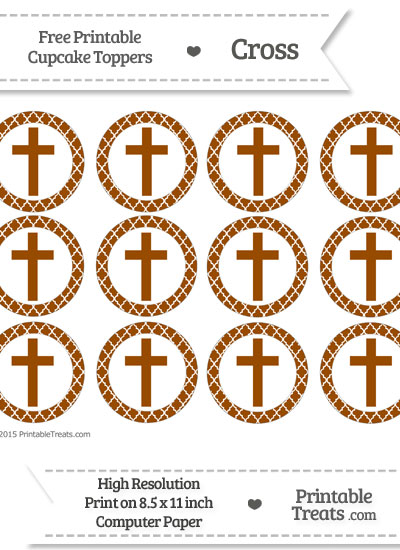 Free Brown Moroccan Tile Cross Cupcake Toppers — Printable Treats.com