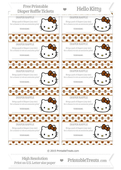 Free Brown Polka Dot Hello Kitty Diaper Raffle Tickets — Printable ...