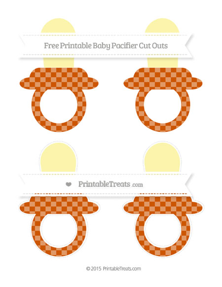 Burnt Orange Checker Pattern Medium Baby Pacifier Cut Outs — Printable ...