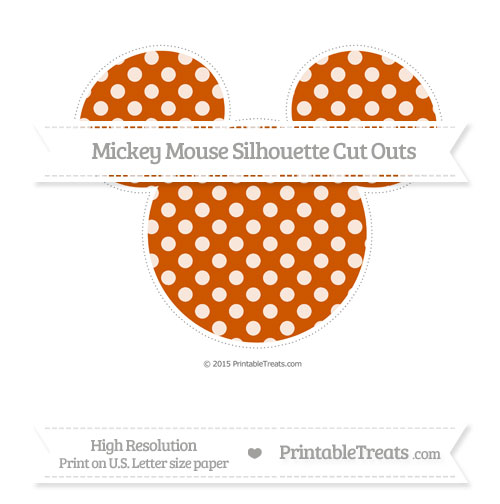 Burnt Orange Dotted Pattern Extra Large Mickey Mouse Silhouette Cut ...