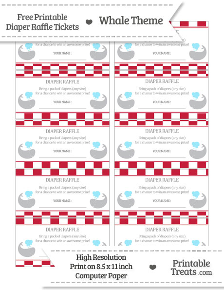 Free Cardinal Red Checker Pattern Whale Diaper Raffle Tickets ...