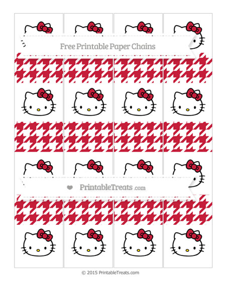 Free Cardinal Red Houndstooth Pattern Hello Kitty Paper Chains ...