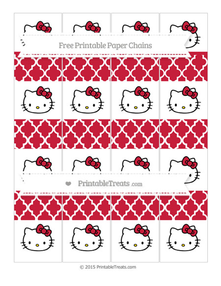 Free Cardinal Red Moroccan Tile Hello Kitty Paper Chains — Printable ...