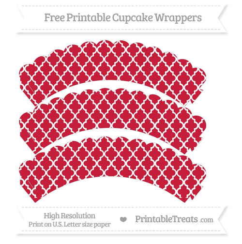 Free Cardinal Red Moroccan Tile Pattern Scalloped Cupcake Wrappers ...