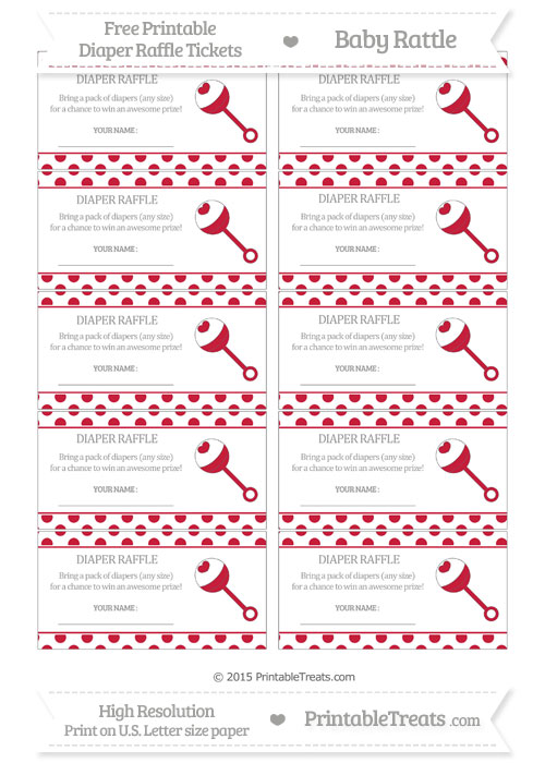 Free Cardinal Red Polka Dot Baby Rattle Diaper Raffle Tickets ...
