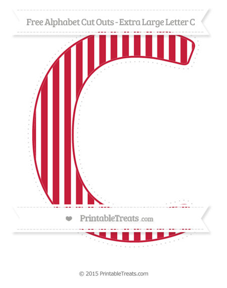 Free Cardinal Red Thin Striped Pattern Extra Large Capital Letter C Cut ...