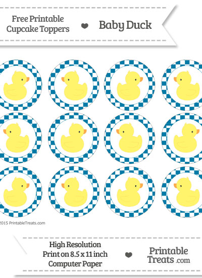 Free Cerulean Blue Checker Pattern Baby Duck Cupcake Toppers ...