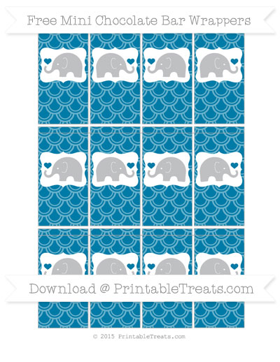 Cerulean Blue Fish Scale Pattern Elephant Mini Chocolate Bar Wrappers ...