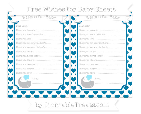 Cerulean Blue Heart Pattern Whale Theme Wishes for Baby Sheets ...