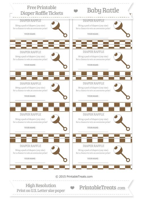 Free Coyote Brown Checker Pattern Baby Rattle Diaper Raffle Tickets ...