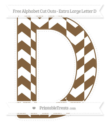Free Coyote Brown Herringbone Pattern Extra Large Capital Letter D Cut ...