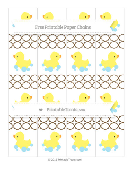 Coyote Brown Quatrefoil Pattern Baby Duck Paper Chains — Printable ...