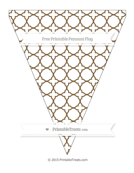 Free Coyote Brown Quatrefoil Pattern Simple Pennant Flag — Printable ...