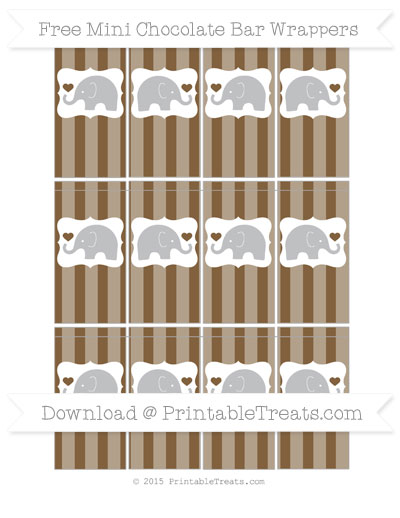 Coyote Brown Striped Elephant Mini Chocolate Bar Wrappers — Printable ...