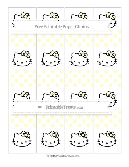Free Cream Dotted Pattern Hello Kitty Paper Chains — Printable Treats.com