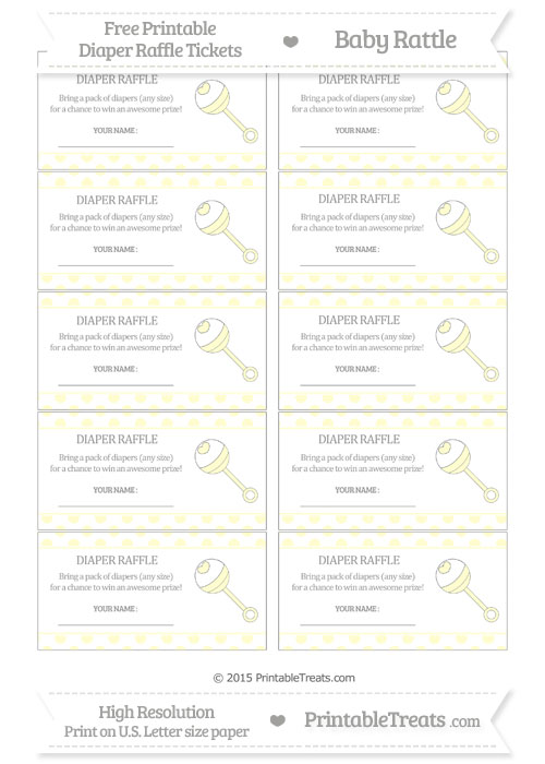 Free Cream Polka Dot Baby Rattle Diaper Raffle Tickets — Printable ...