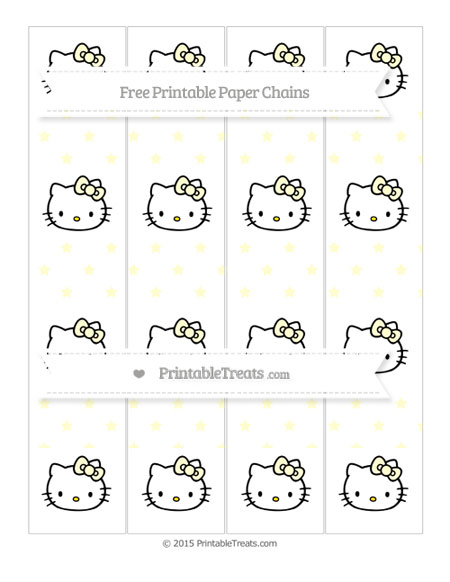 Free Cream Star Pattern Hello Kitty Paper Chains — Printable Treats.com