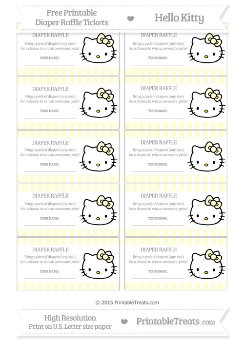 Free Cream Striped Hello Kitty Diaper Raffle Tickets — Printable Treats.com