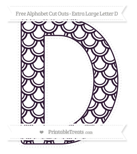 Free Dark Purple Fish Scale Pattern Extra Large Capital Letter D Cut ...
