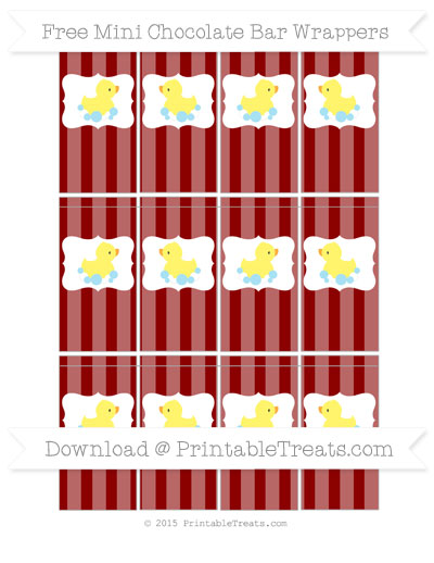 Dark Red Striped Baby Duck Mini Chocolate Bar Wrappers — Printable ...