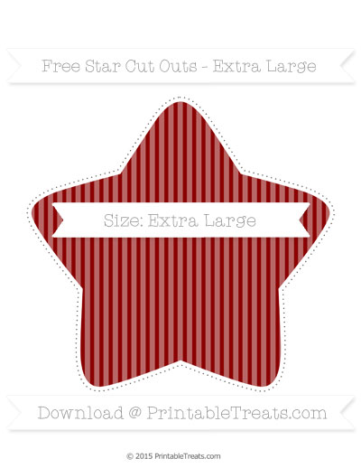 Dark Red Thin Striped Pattern Extra Large Star Cut Outs — Printable ...