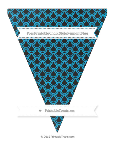 Free Deep Sky Blue Fish Scale Pattern Chalk Style Pennant Flag ...