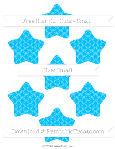 Deep Sky Blue Fish Scale Pattern Small Star Cut Outs — Printable Treats.com