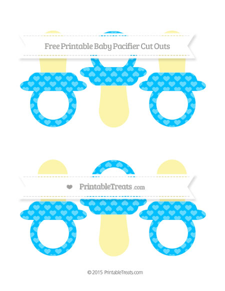 Deep Sky Blue Heart Pattern Small Baby Pacifier Cut Outs — Printable ...